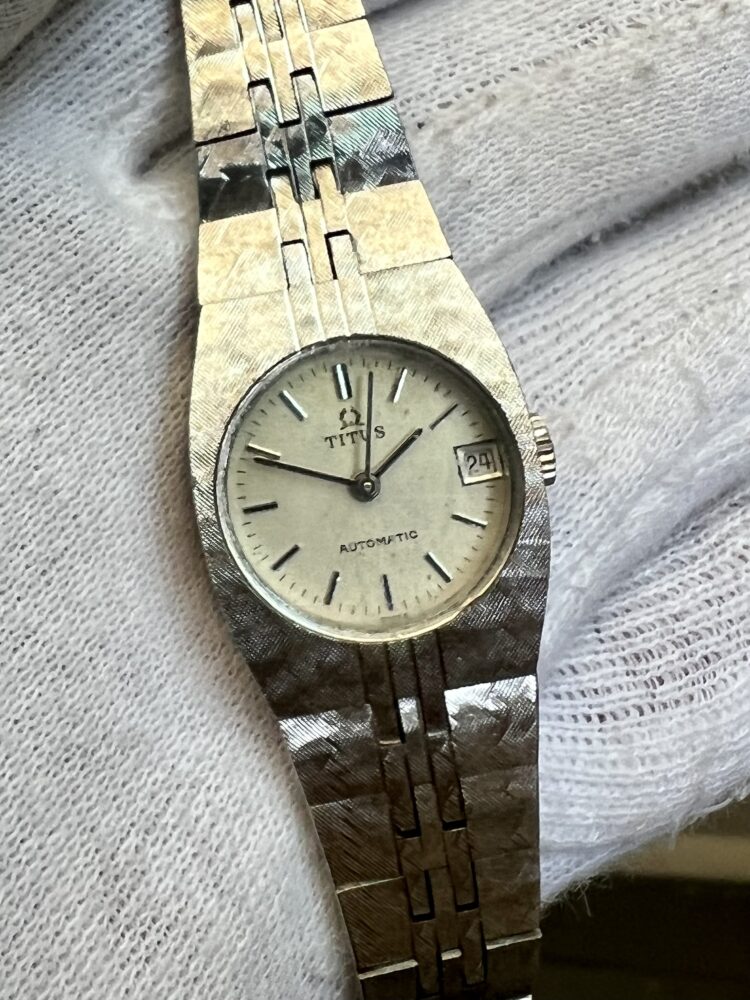 TITUS White Gold Plated Automatic Swiss Ladies | Daim Traders Pakistan ...